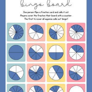 Math Fraction Bingo Worksheets DIGITAL - Etsy