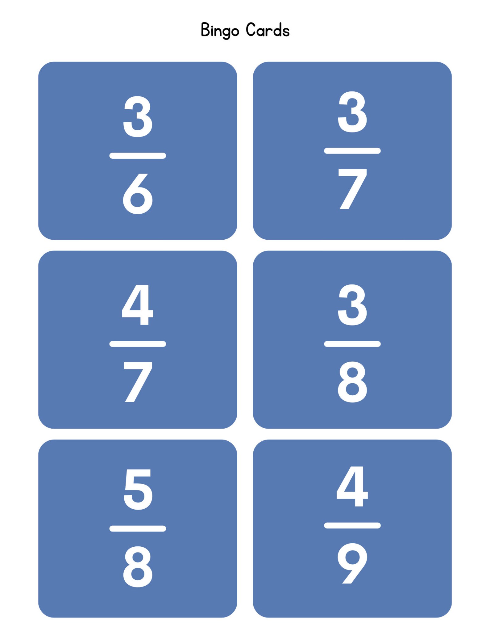 Math Fraction Bingo Worksheets DIGITAL - Etsy