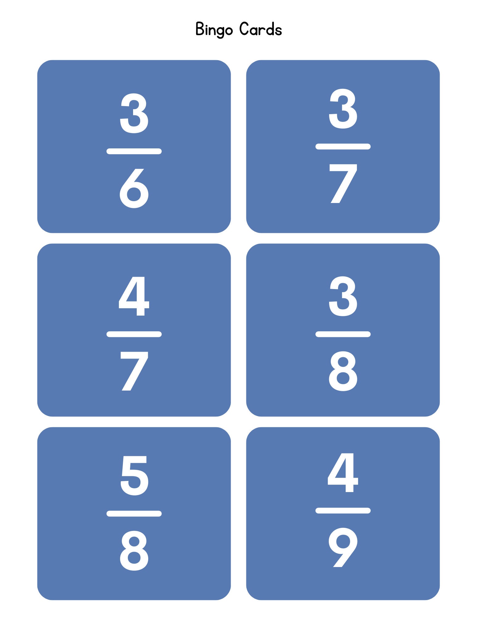 Math Fraction Bingo Worksheets DIGITAL - Etsy