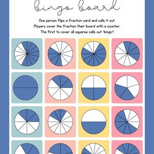 Math Fraction Bingo Worksheets DIGITAL - Etsy