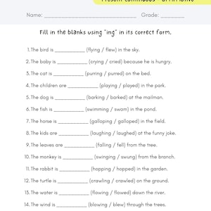 Printable Grammar Worksheets **DIGITAL** - Etsy