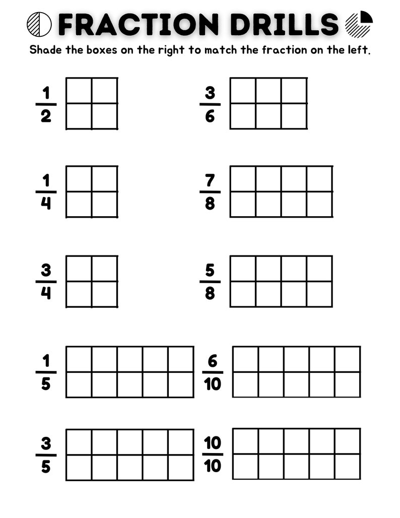 Math Fractions Worksheets **DIGITAL** - Etsy