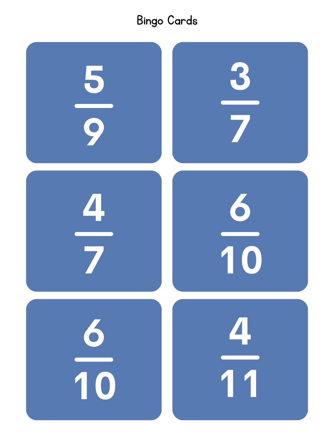 Math Fraction Bingo Worksheets DIGITAL - Etsy