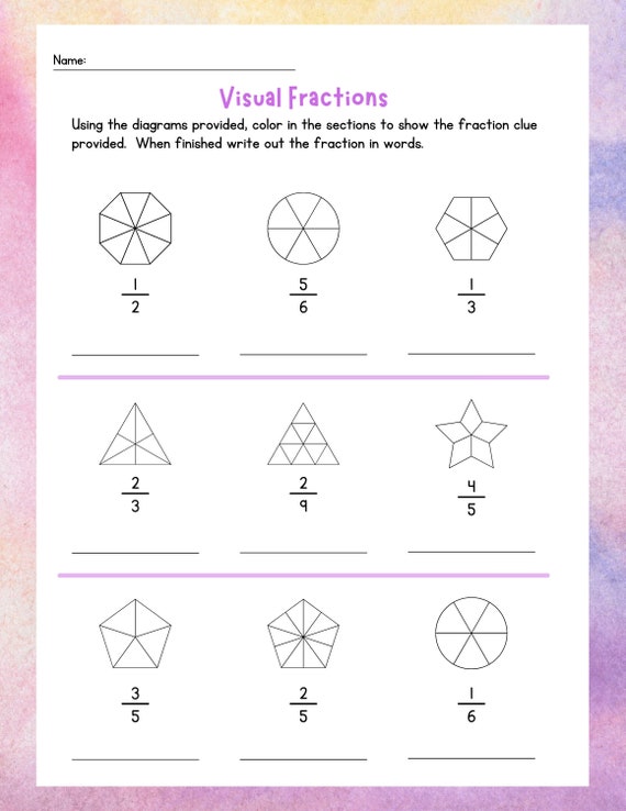 Math Fractions Worksheets DIGITAL - Etsy
