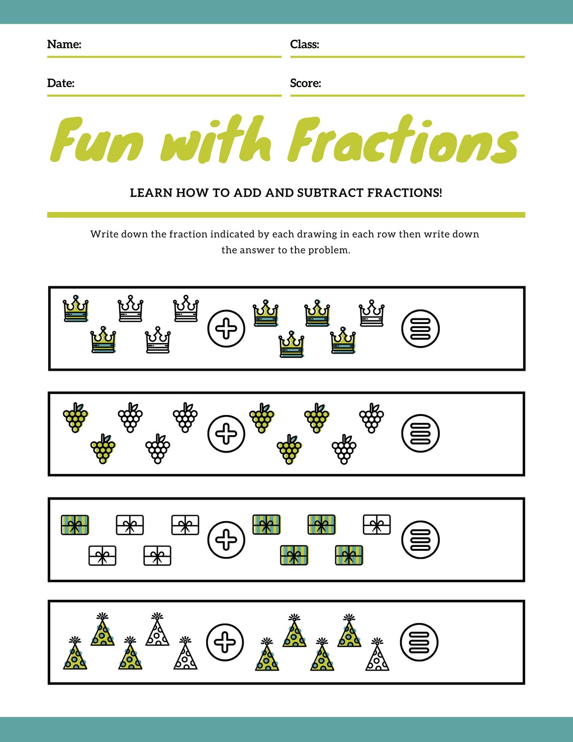 Math Fractions Worksheets **DIGITAL** - Etsy