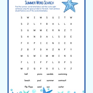 Summer Word Searches **DIGITAL** - Etsy