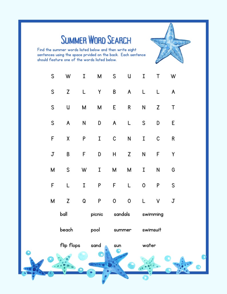 Summer Word Searches **DIGITAL** - Etsy
