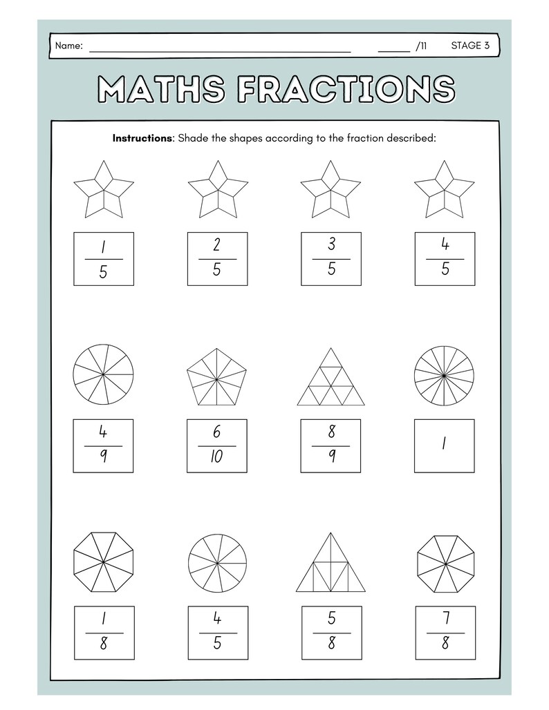 Math Fractions Worksheets **DIGITAL** - Etsy