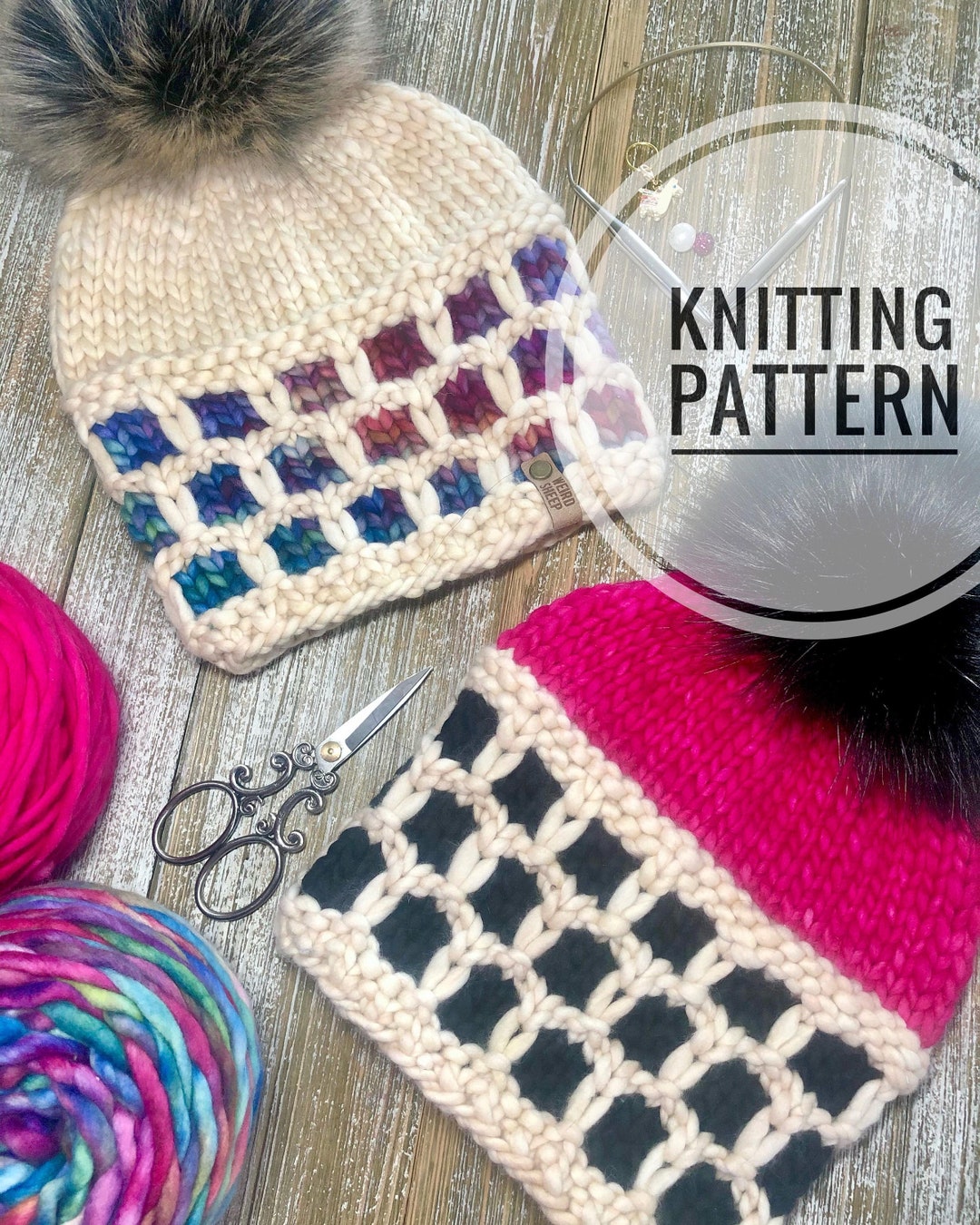 Monet Brim Mosaic Knit Brim Hat Pattern – Super Bulky Toque, Beginner ...