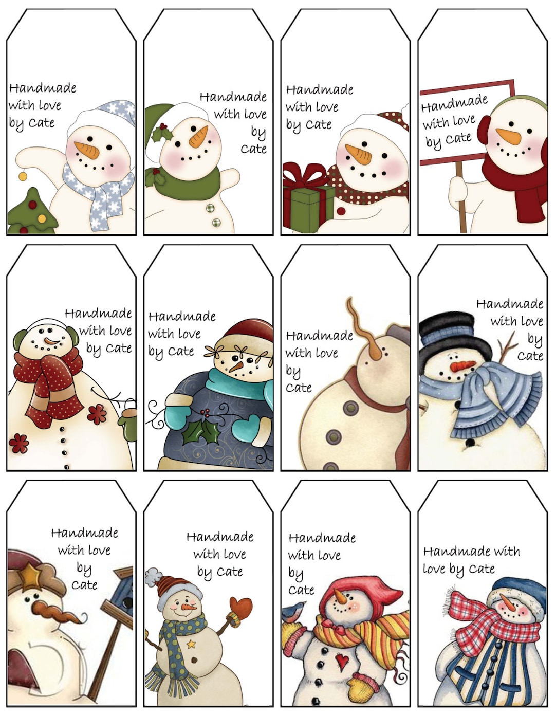 Snowman Double Sided Small Tags - PDF FILE ONLY - Etsy