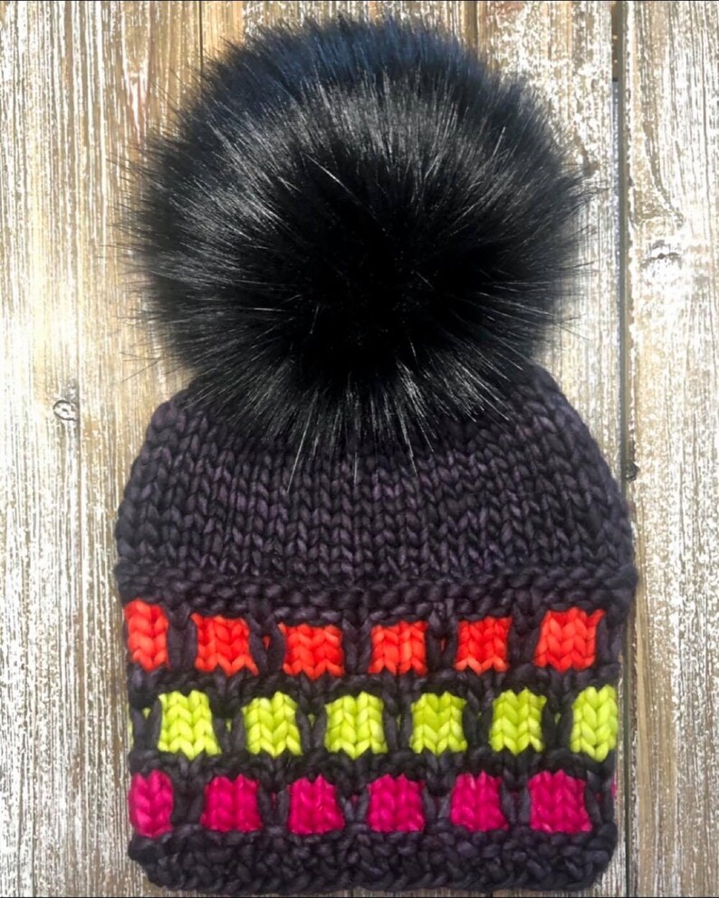 Monet Brim Mosaic Knit Brim Hat Pattern – Super Bulky Toque, Beginner ...