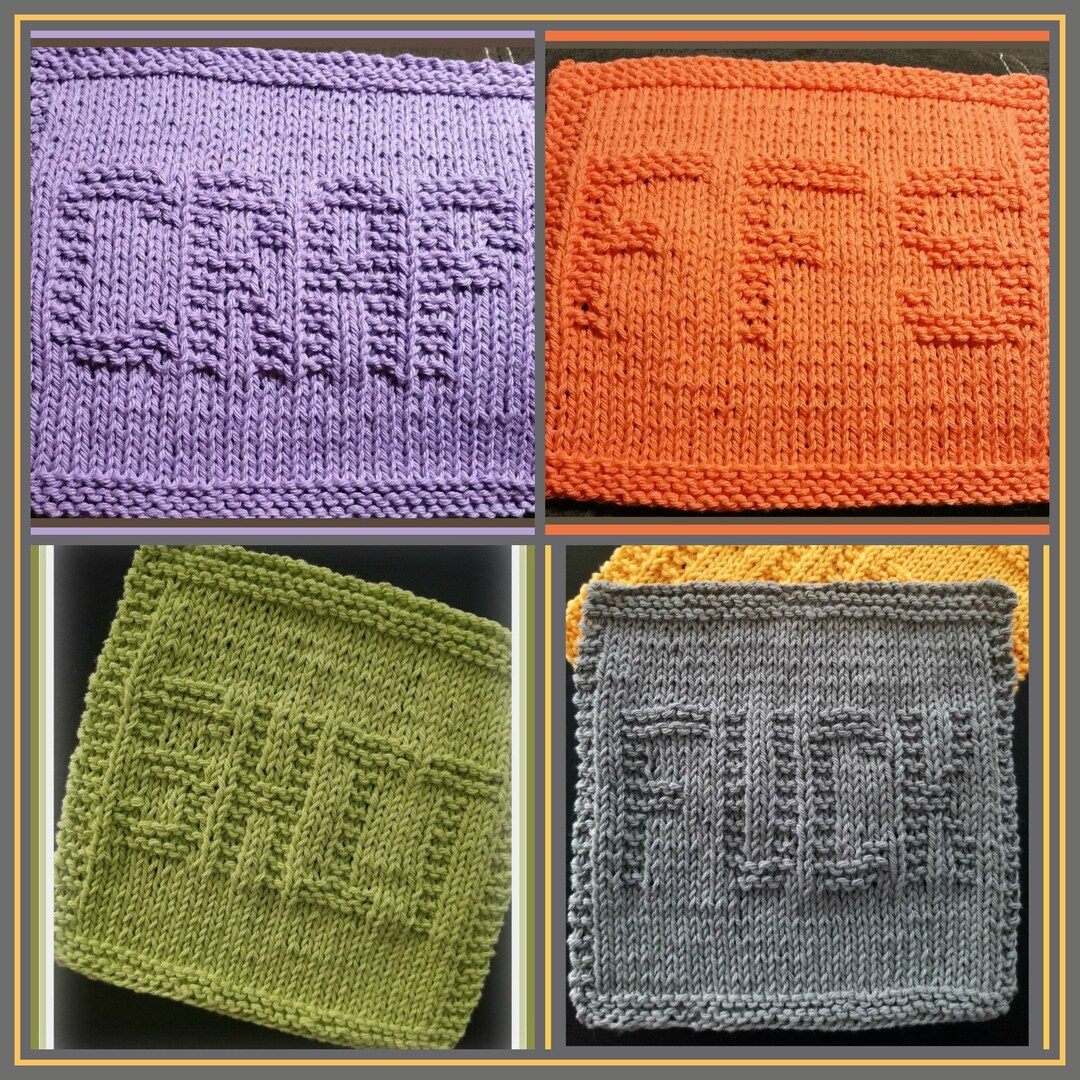 Sweary Dishcloth Knitting Pattern Combo - PDF File Only - Etsy