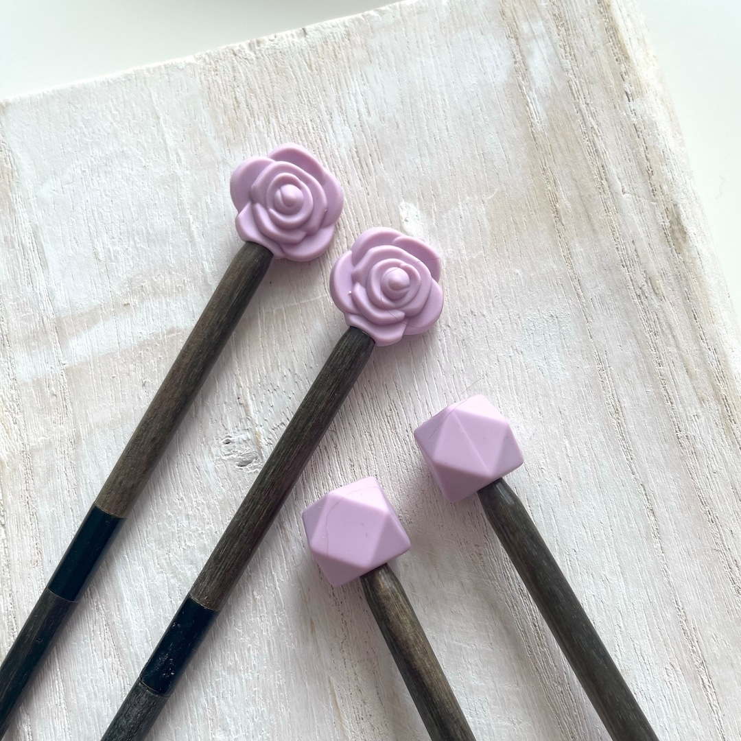 Lilac Rose Stitch Stopper Set | Knitting Needle Accessory (US2-US13) - Etsy
