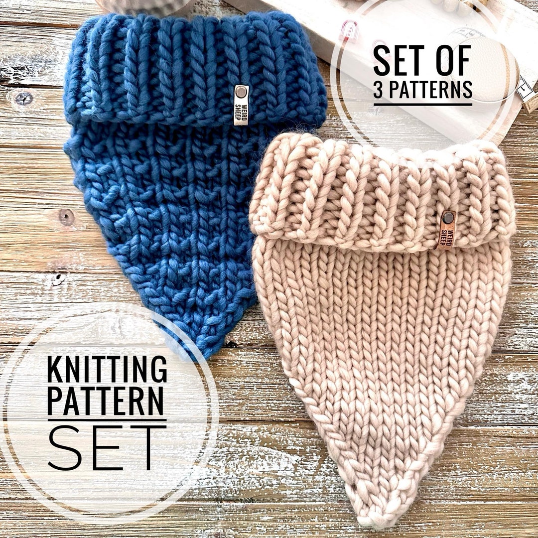 Bib Cowl Set - Knitted Knit Pattern Cowl Scarf Neckwarmer Pattern - PDF ...