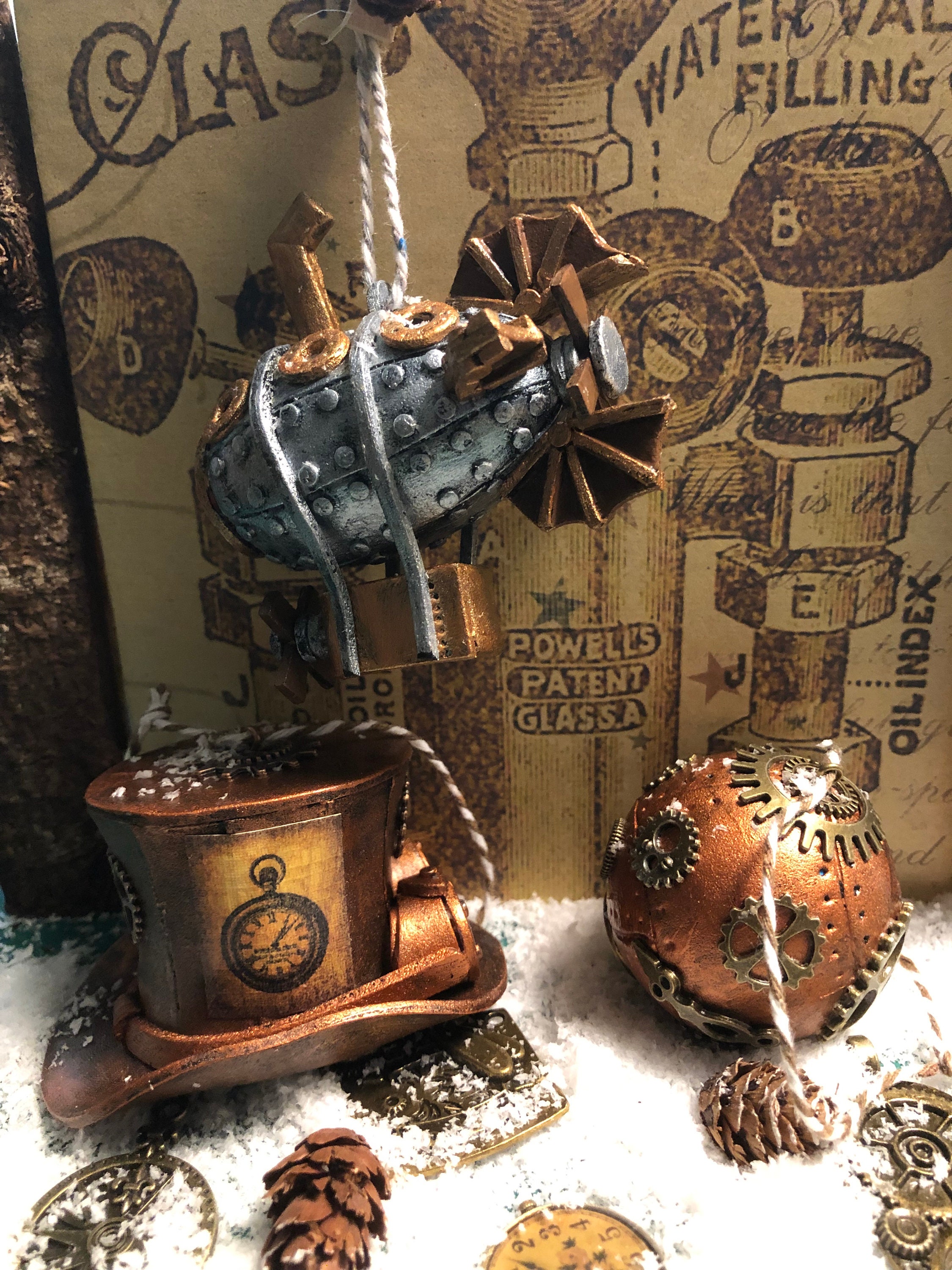 Steampunk Christmas Ornament Set - Etsy