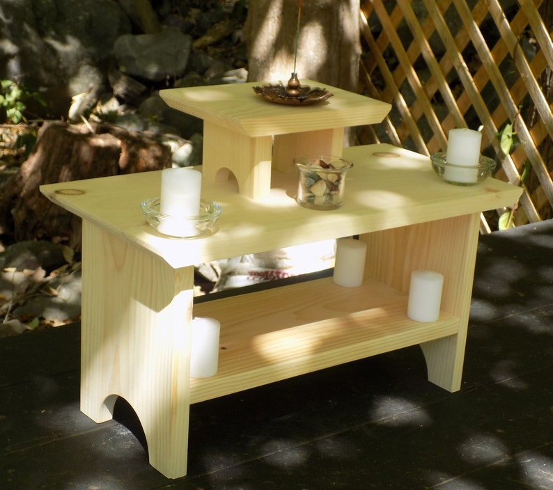 Handmade 3-tier Wooden Meditation Altar Table With Incense and Candle ...