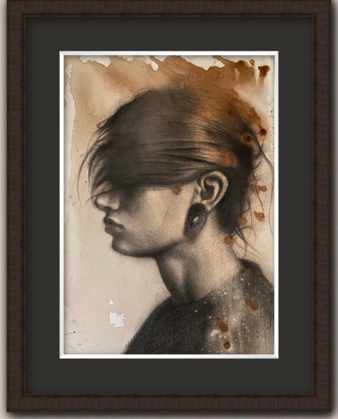 Original Drawing on Hand Toned Paper Woth Charcoal.contemporary ...