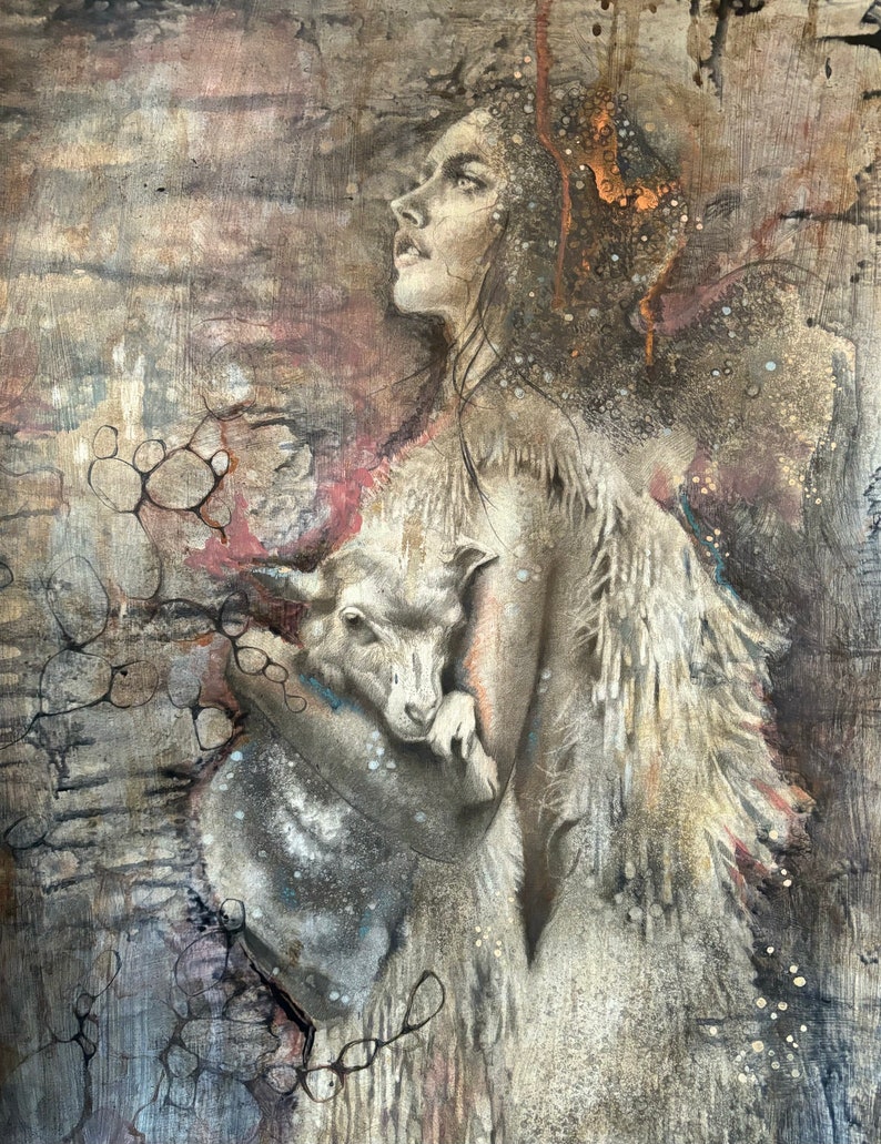 LARGE 60cm by 50cm Original Mix Medium Drawing .graphite and Acrylic ...