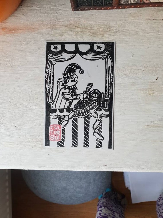 Finger puppet original linocut Wood & Linocut Prints Art & Collectibles ...