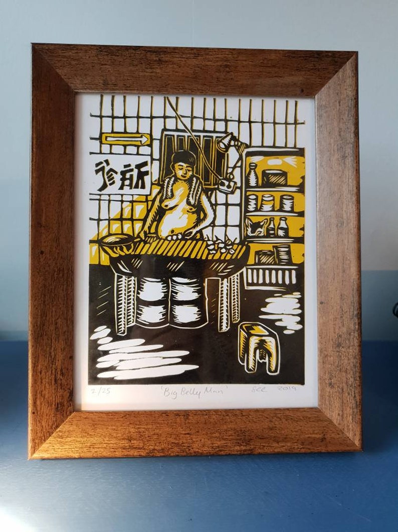 Chinese Street Food Original Linocut | Etsy
