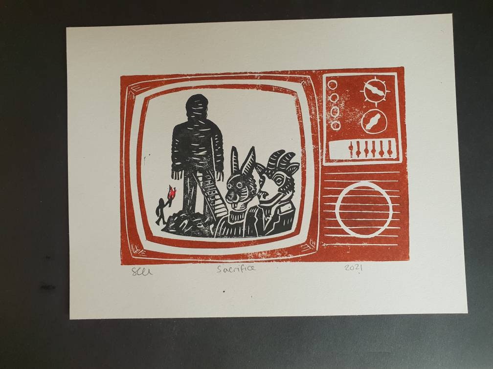 Wood & Linocut Prints two piece lino print of the classic 1973 folk ...