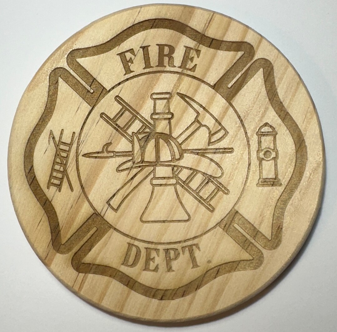 Coaster Set Solid Pine Fire Department Engraved 6-piece Coaster Set. - Etsy