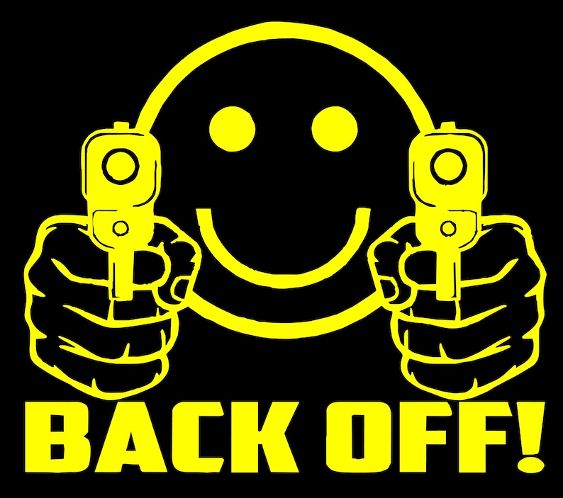 Smiley Face Gun Sticker Decal SIZE and COLOR CHOICE Free | Etsy