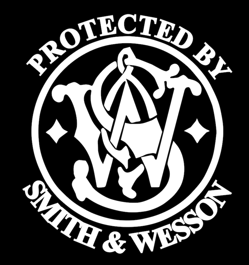 Smith and Wesson Sticker Decal Logo Protected **SIZE and COLOR Choice ...