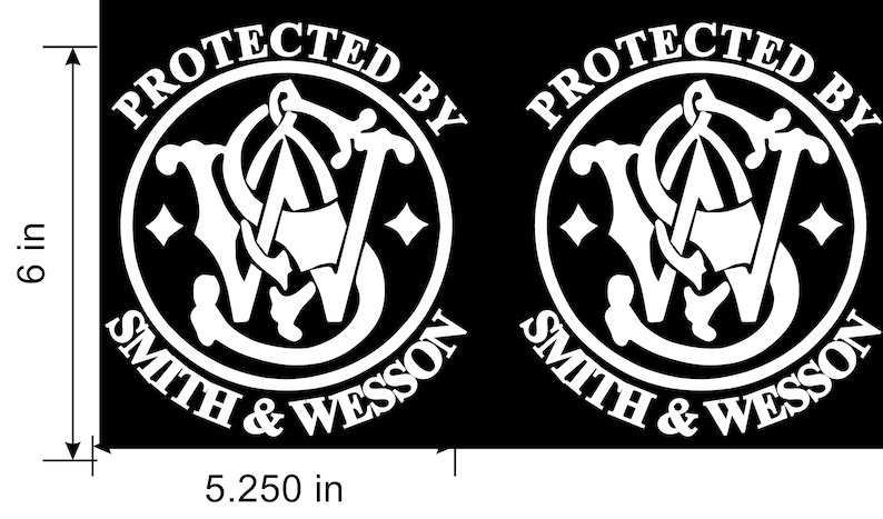 Smith and Wesson Sticker Decal Logo *PAIR* Protected by **FREE COLOR ...