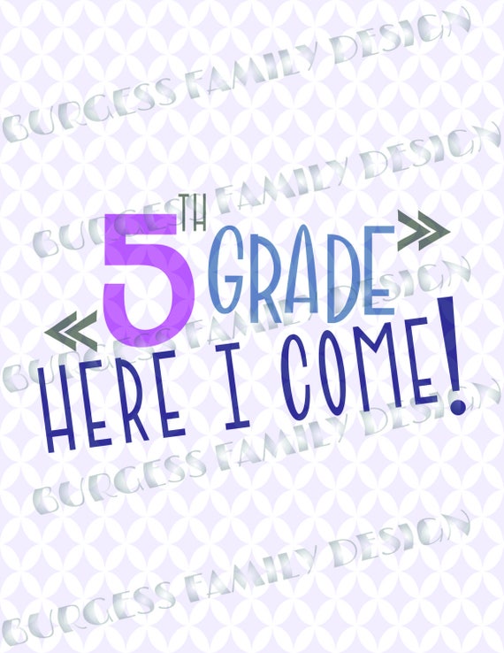 5th Grade Fifth Grade Here I Come First Day of School Sibling | Etsy