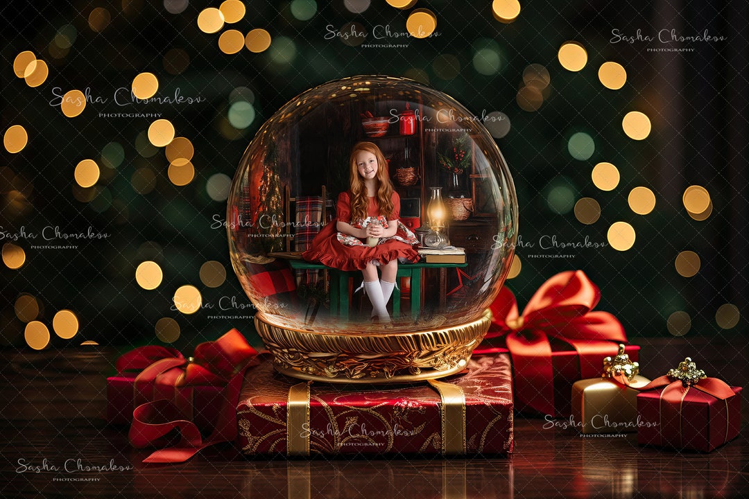Digital Backdrop, Background Newborn Baby Girl or Boy Snow Globe ...