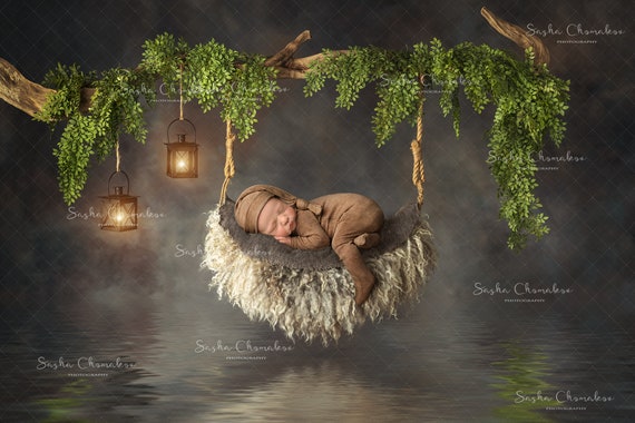 Digital Backdrop Background Newborn Girl or Boy Sitter Swing - Etsy
