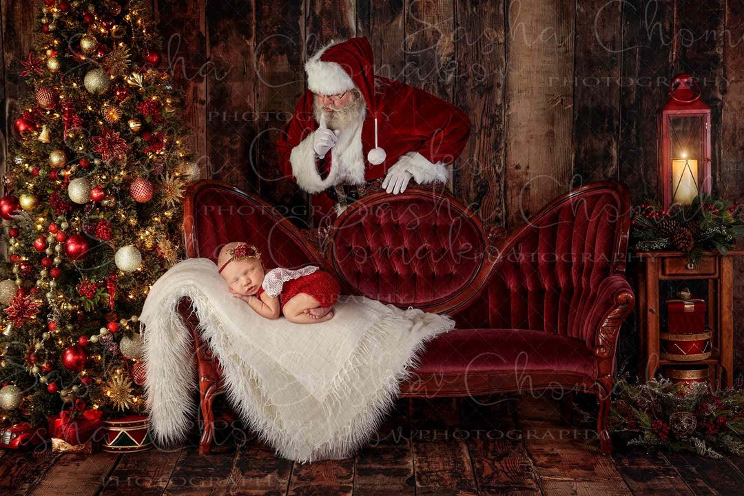 Digital Backdrop Background Newborn Baby Boy or Girl Christmas Dark Red ...