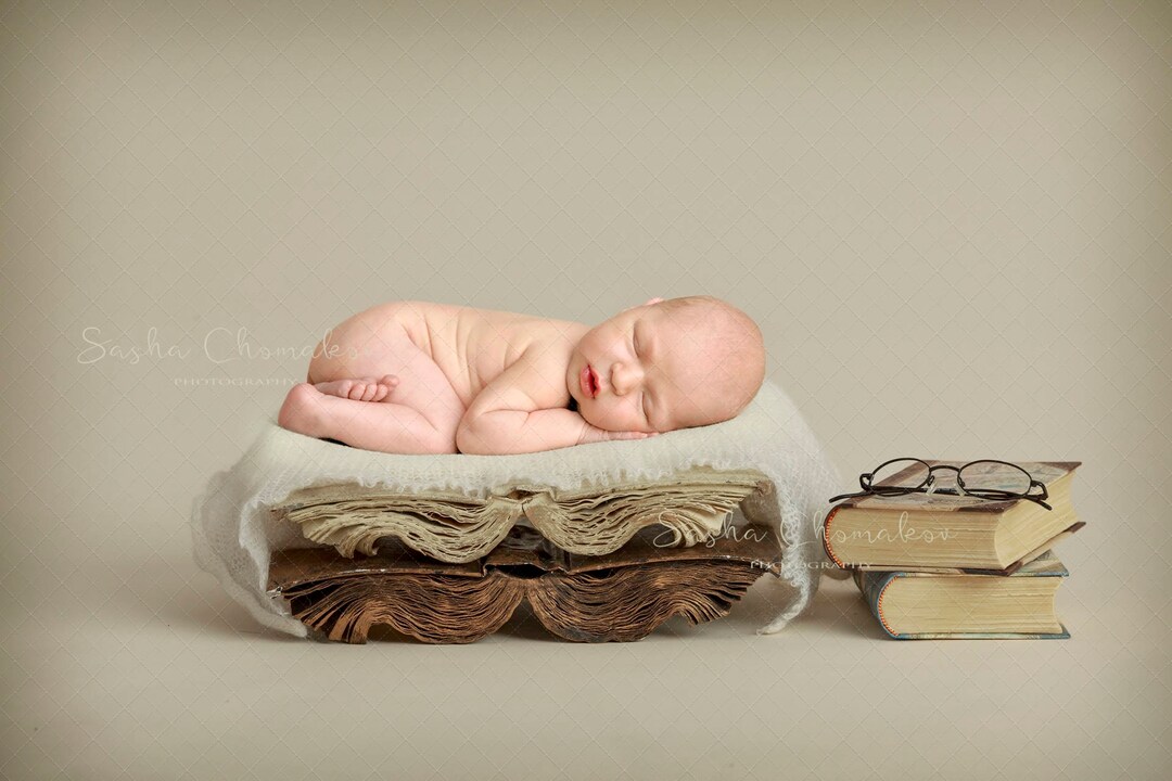 Digital Backdrop Background Newborn Baby Girl or Boy Books Cream - Etsy