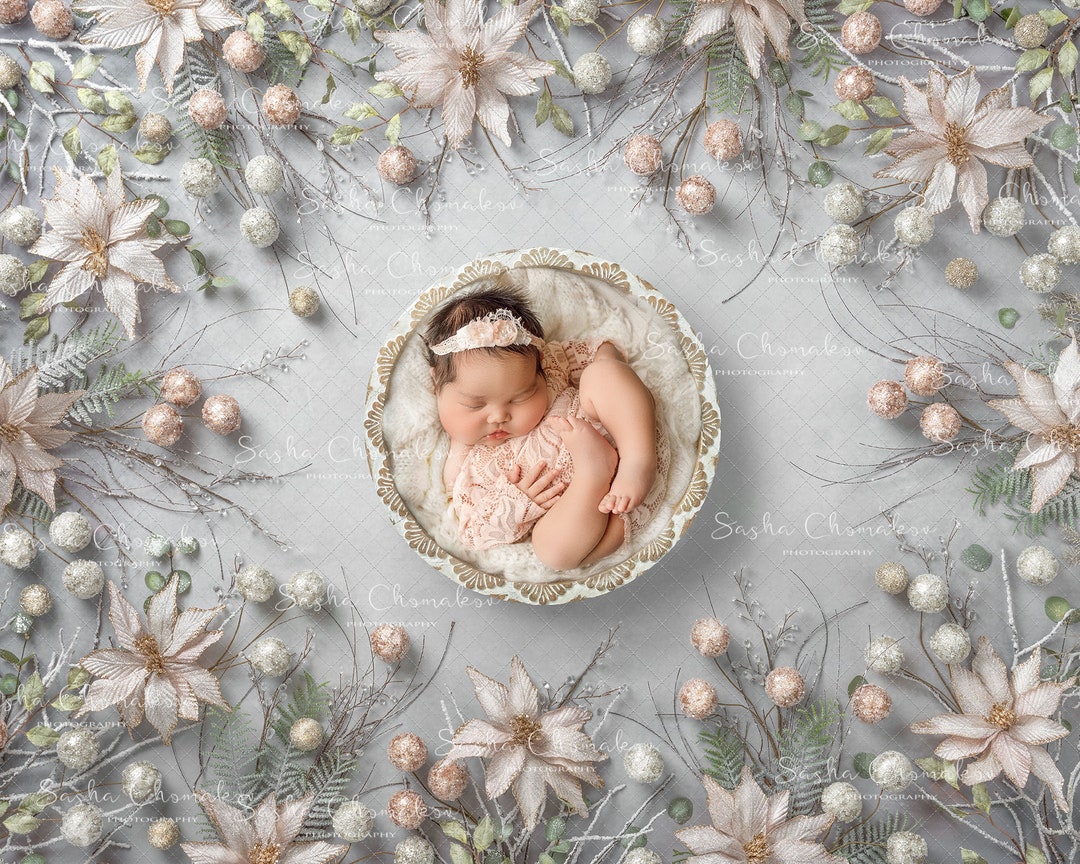 Digital Backdrop, Background Light Newborn Baby Girl Christmas Overhead ...