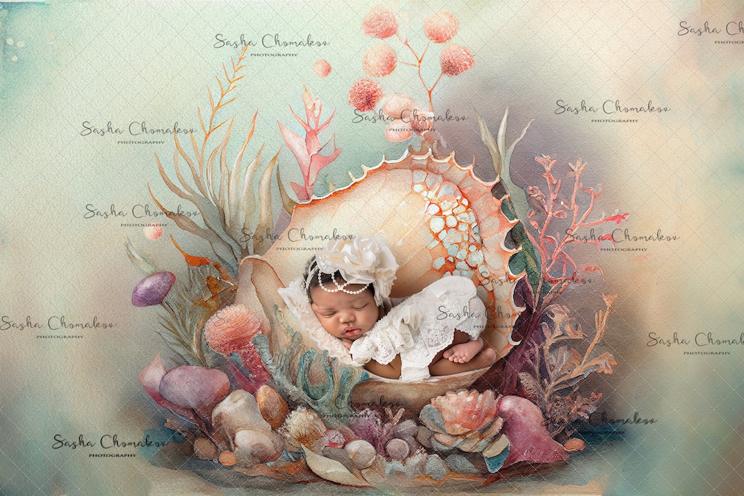 Digital Backdrop, Background Newborn Baby Girl , Mermaid Sea Floor ...