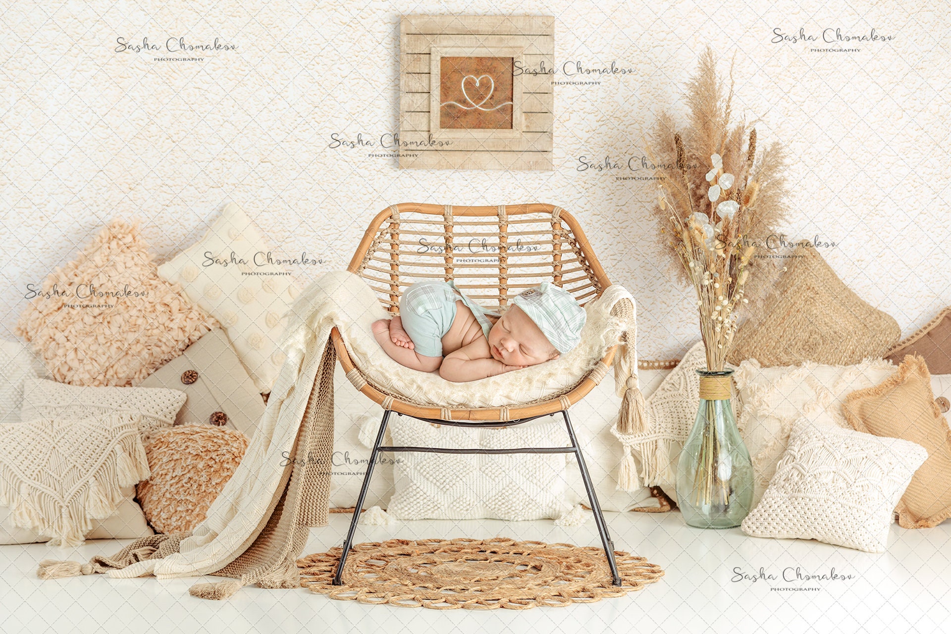 Digital Backdrop Background Newborn Girl or Boy Boho Chair - Etsy