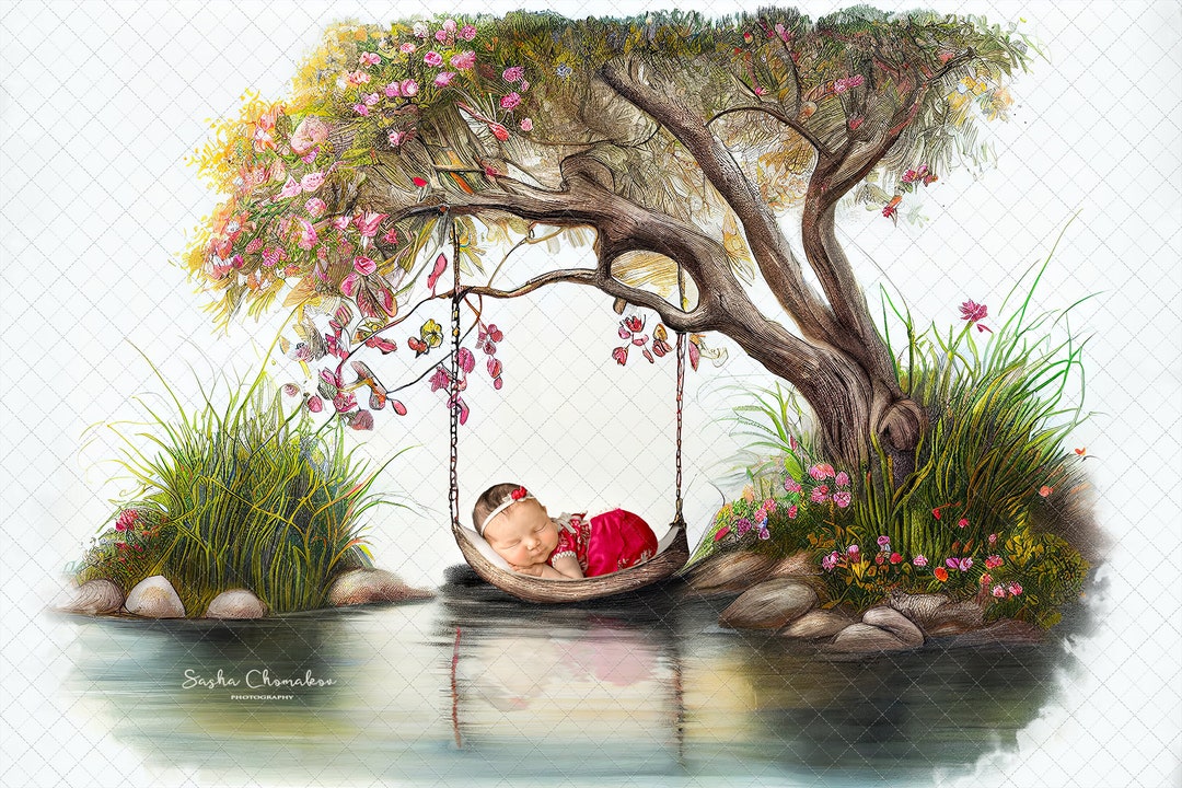 Digital Backdrop, Background Newborn Baby Girl or Boy , Hand Painted ...