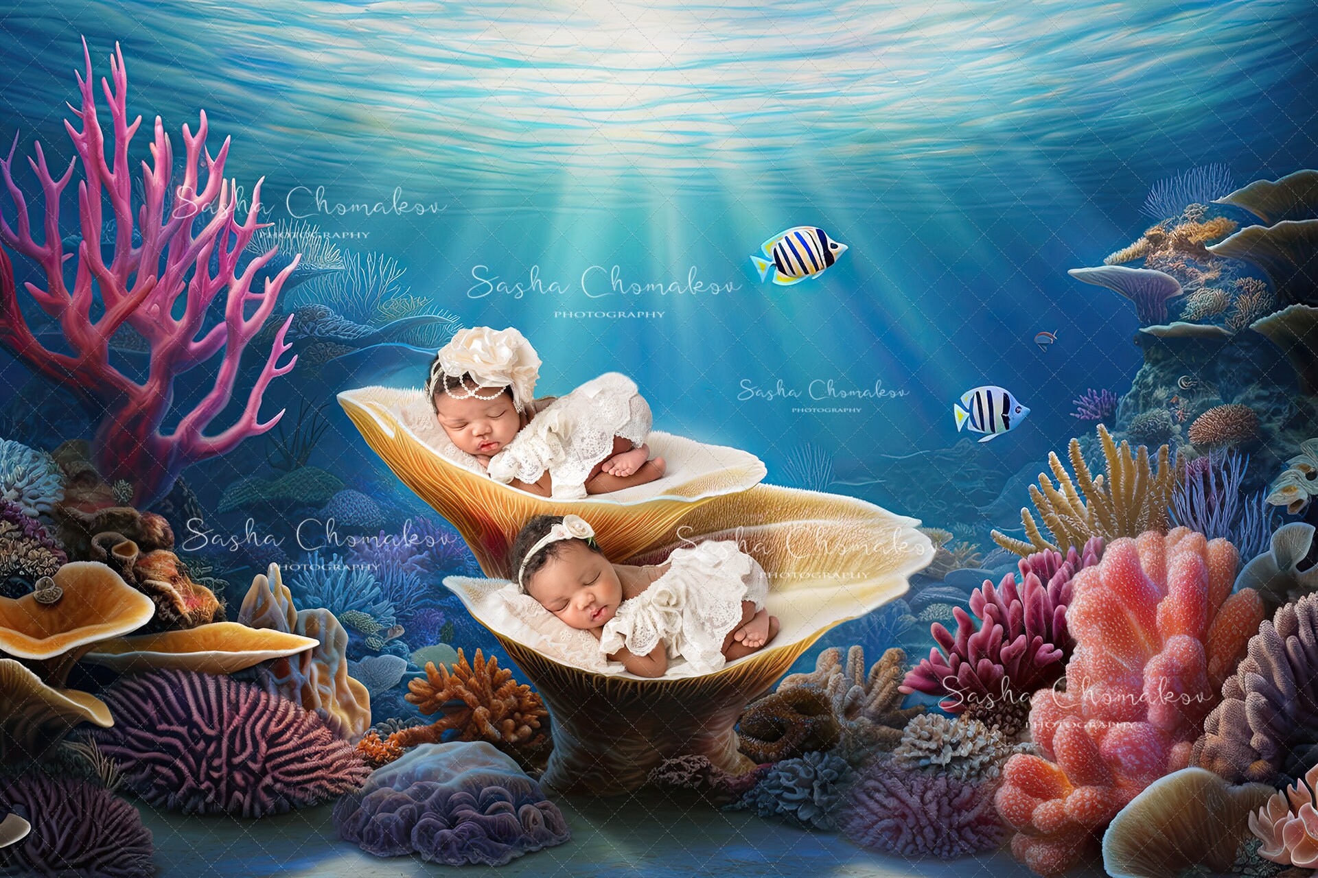 Digital Backgrounds Mermaid Seafloor Illustration Ai Generated Set 2 ...