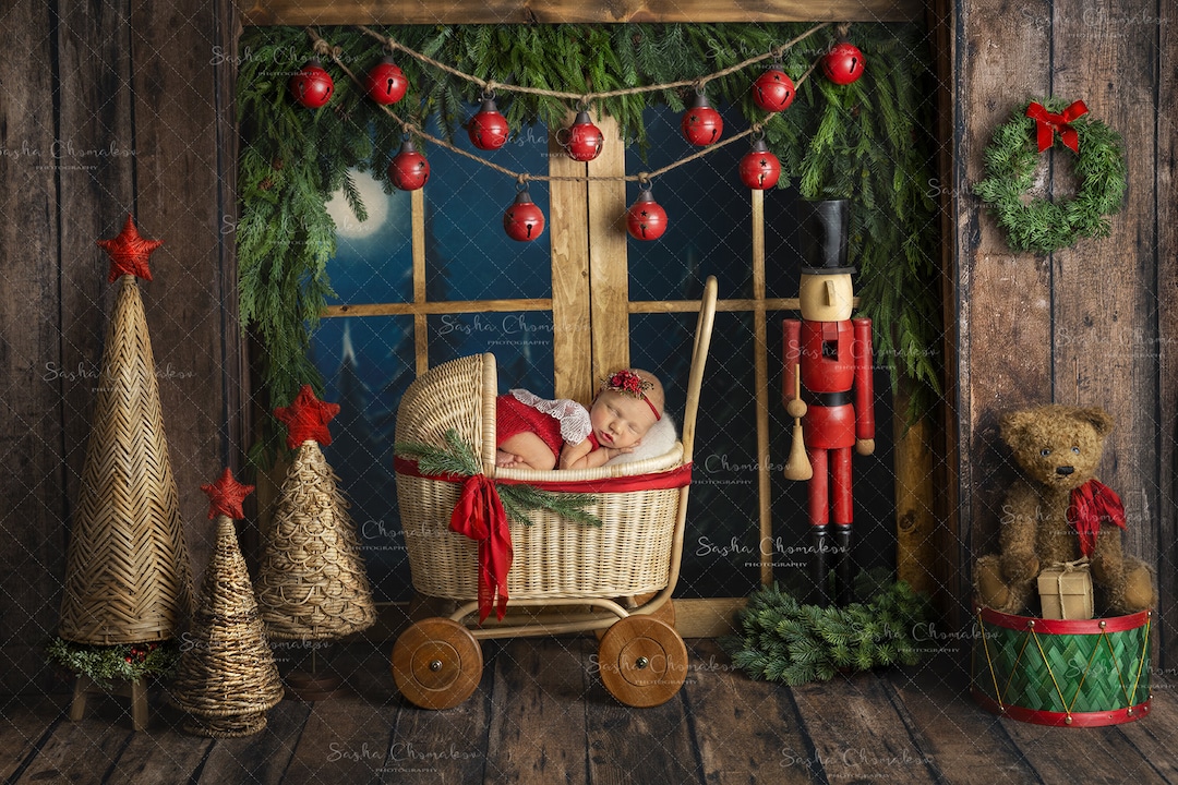 Digital Backdrop, Background Christmas Naturals Newborn Sitter Baby ...