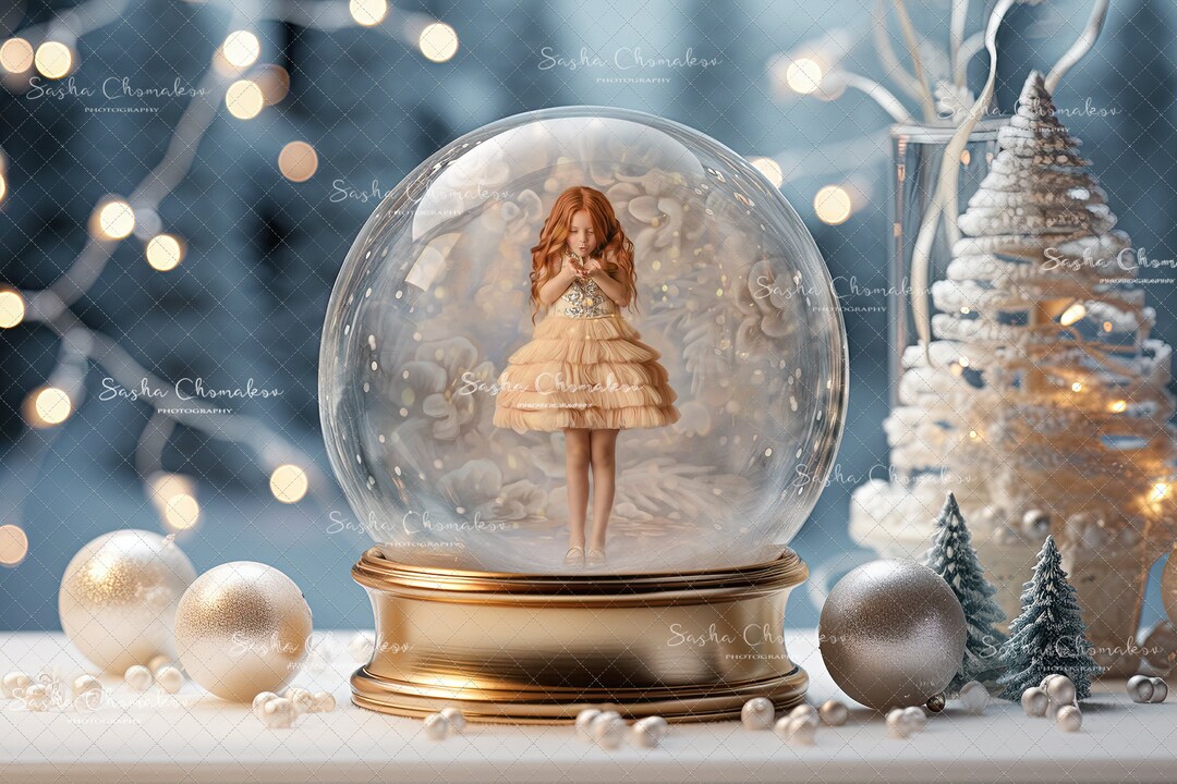 Digital Backdrop, Background Newborn Baby Girl or Boy Snow Globe ...
