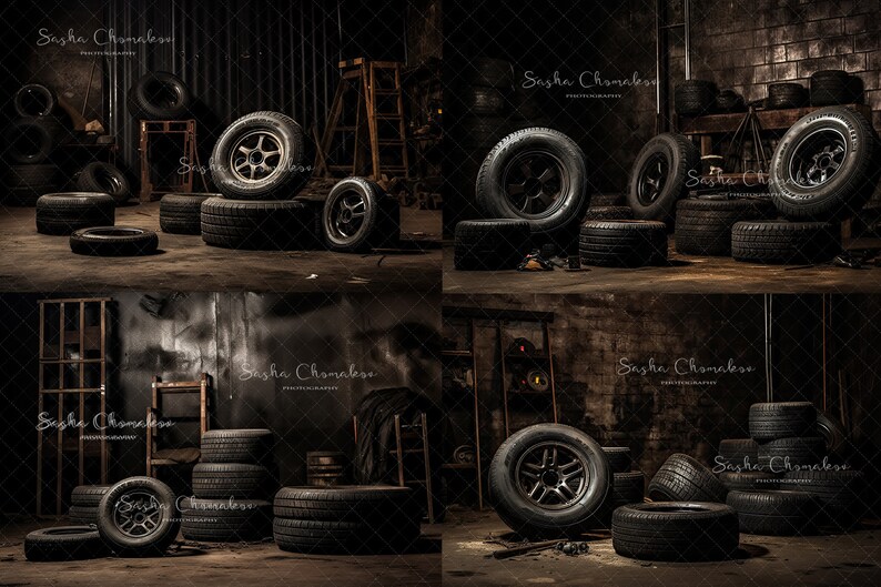 4 Files Digital Backgrounds , Backdrops Overlays Vintage Rusty Tires ...