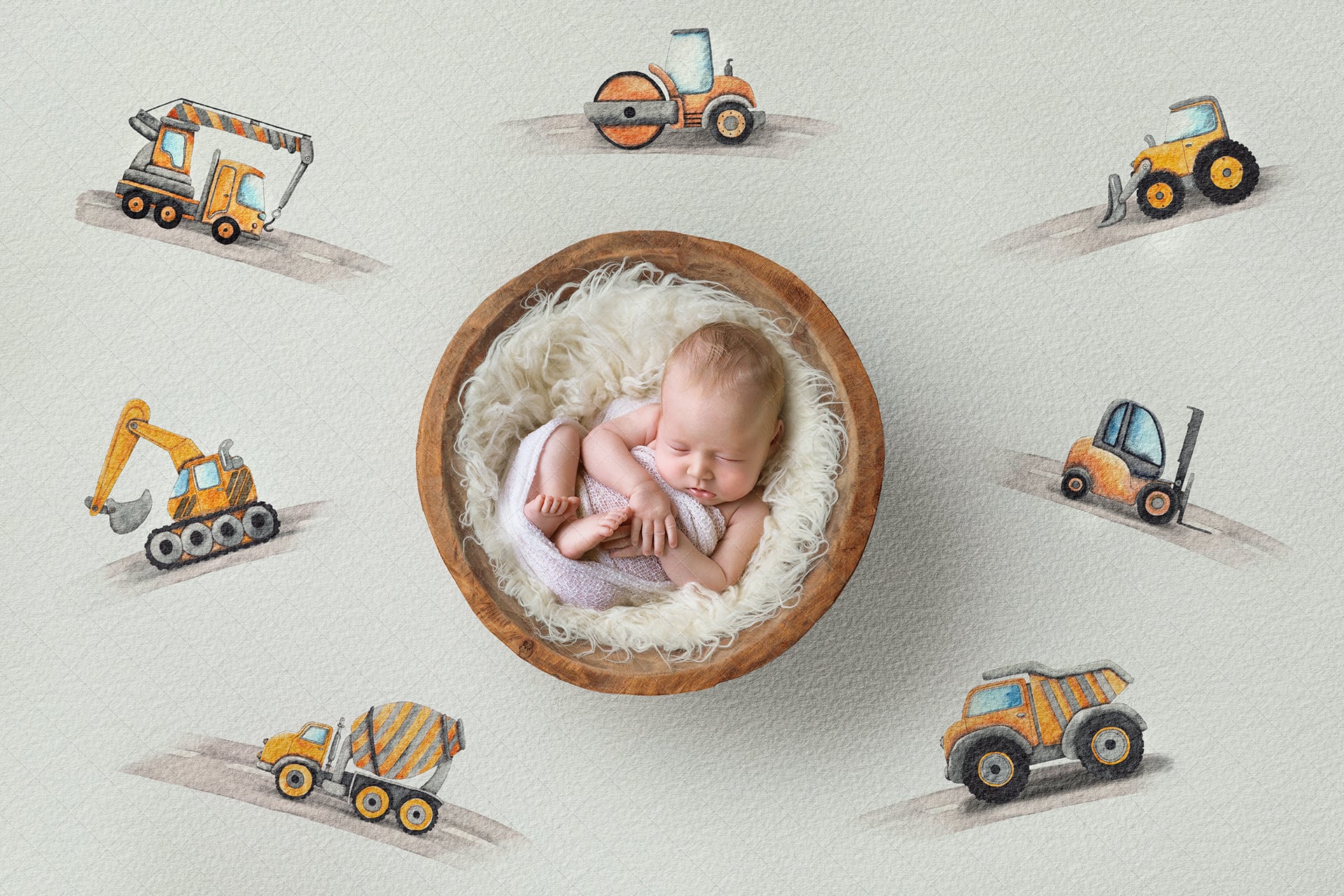 Digital Backdrop Background Newborn Baby Girl or Boy Construction ...