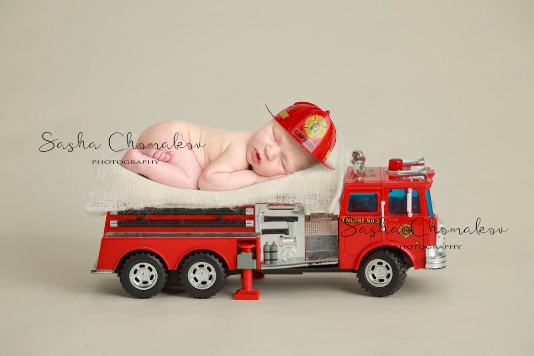 Digital Backdrop Background Newborn Baby Girl or Boy Fireman Track - Etsy