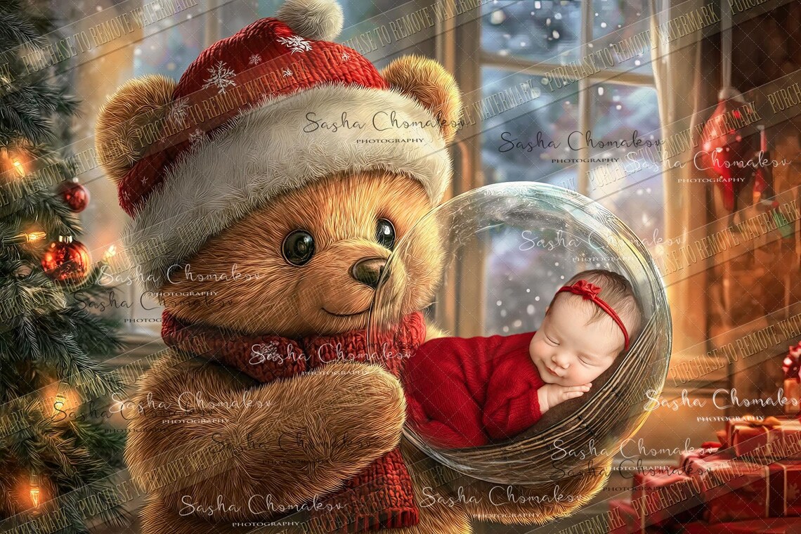Digital Backdrop, Background Newborn Baby Girl Boy Christmas Glass ...