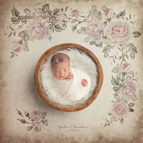 Digital Backdrop Background Newborn Baby Girl White Cream | Etsy