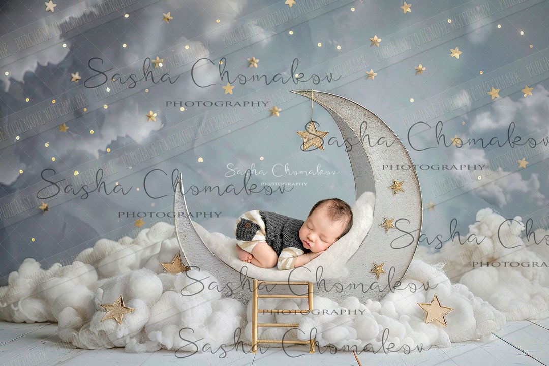 Digital Backgrounds Backdrops Newborn Baby Girl Boy Moon Prop And Ai ...