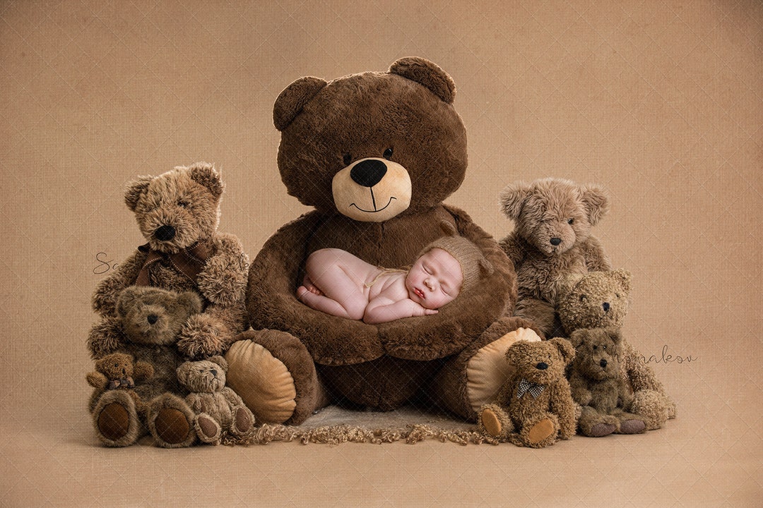 Digital Backdrop Background Newborn Baby Girl Toddler Boy Teddy Bear ...