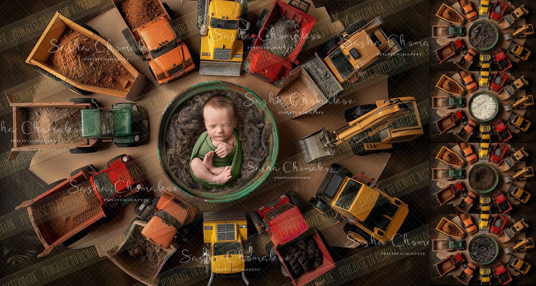 Digital Backgrounds Backdrops Newborn Girl Boy Vintage Construction ...