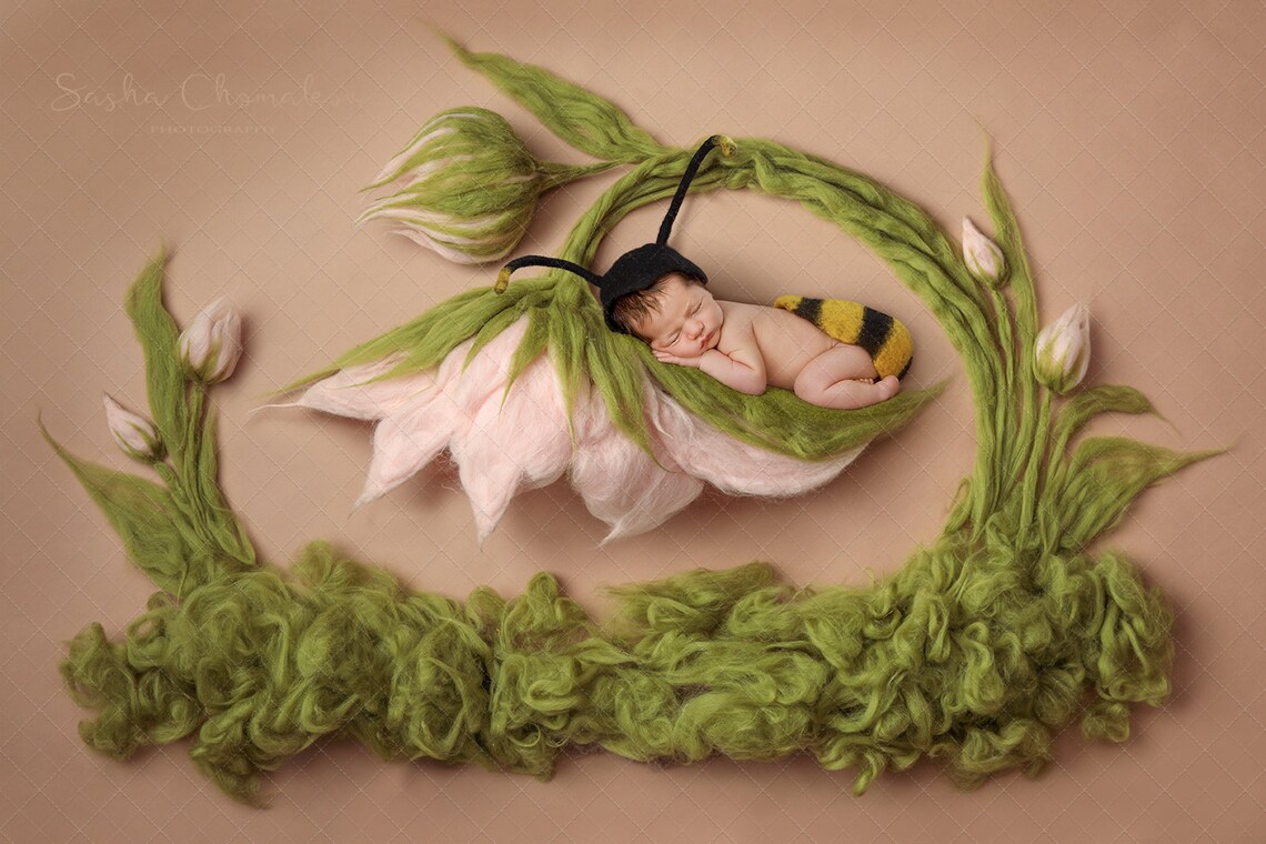 Digital Backdrop Background Newborn Baby Girl Flower Felted - Etsy